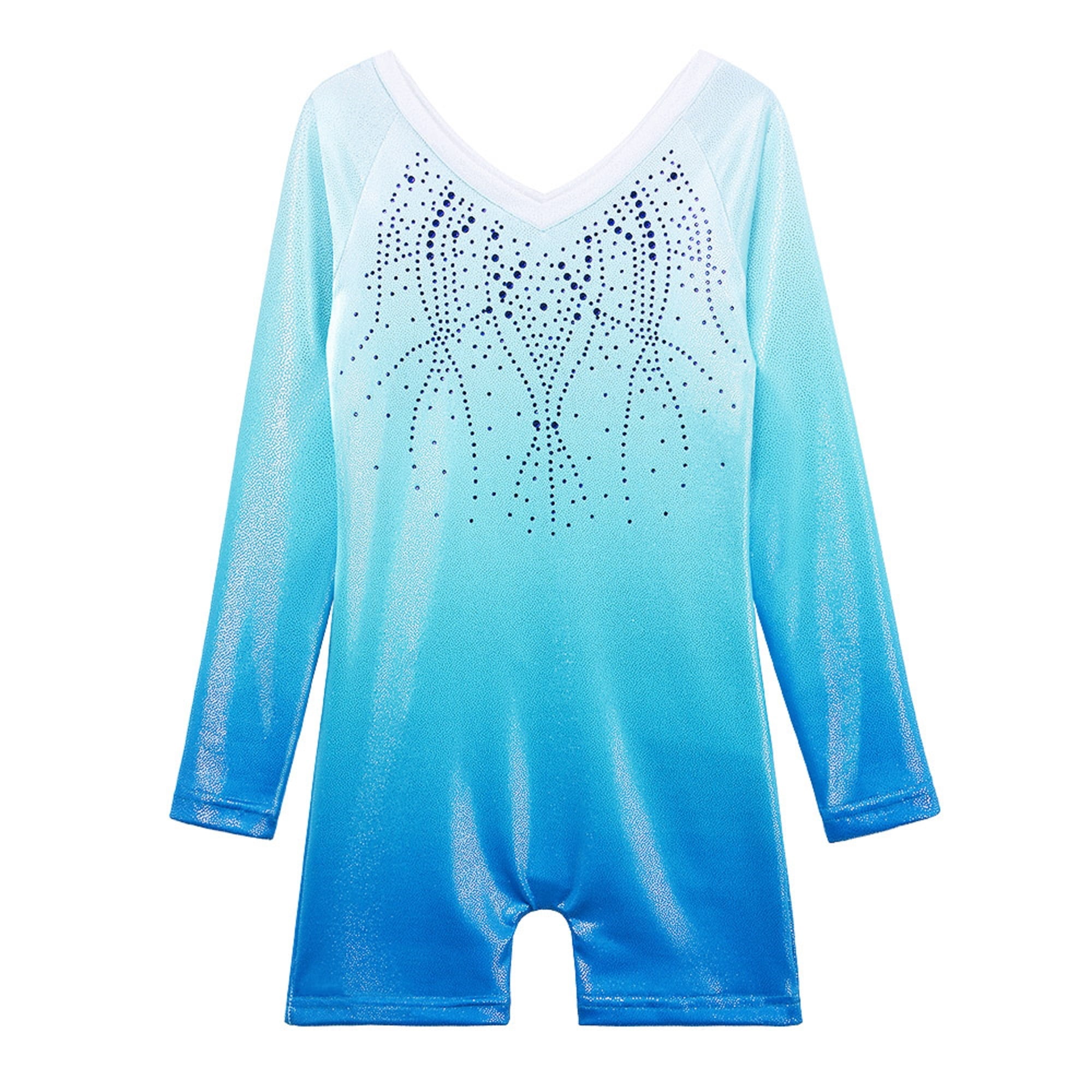 BAOHULU Sparkle Gymnastics Leotards for Girls Long Sleeve Blue Ballet ...