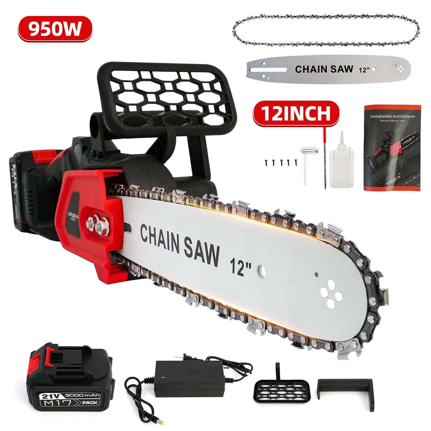 CATGOOD 12" Cordless Chainsaw, 950W Brushless Motor Battery Chain Saw ...