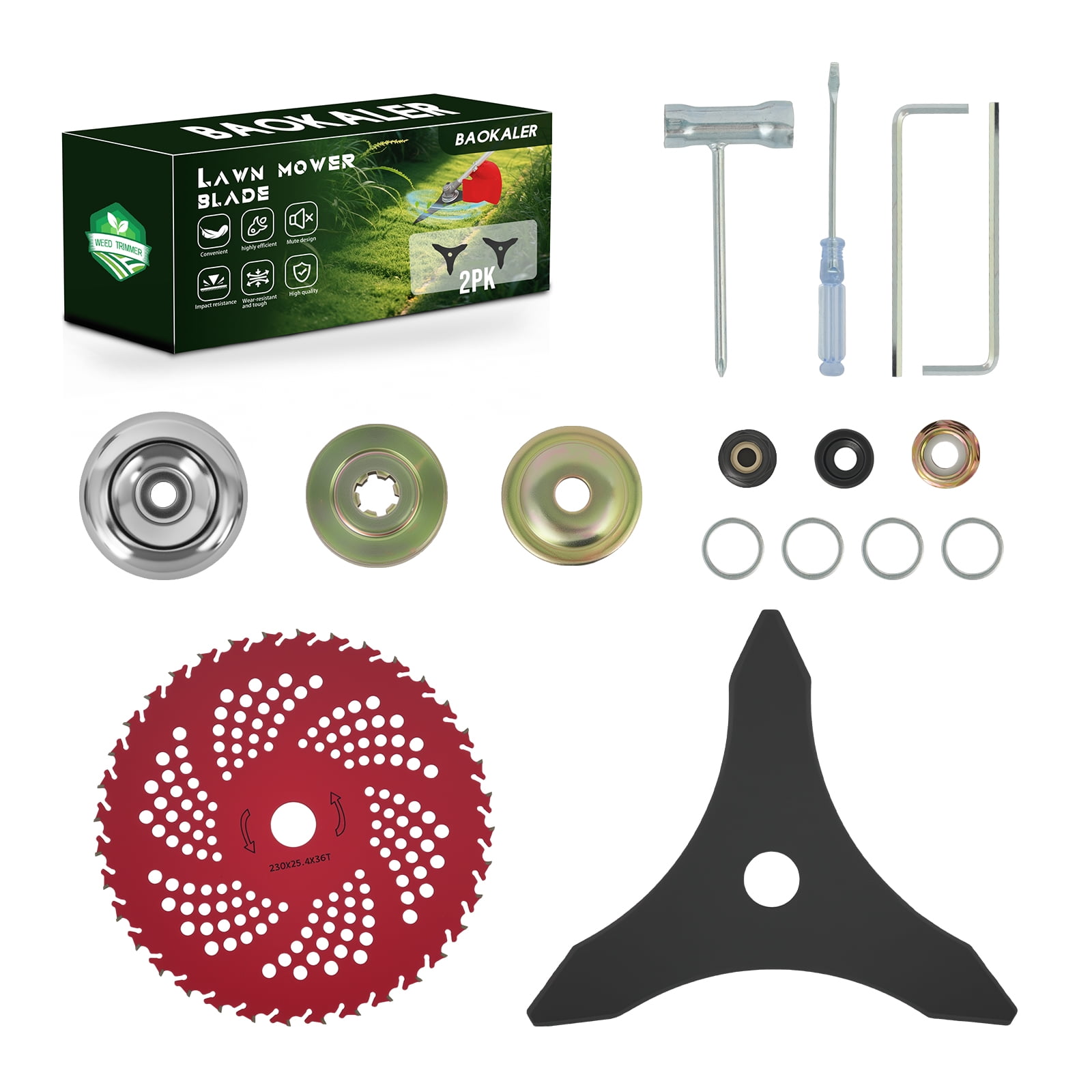 BAOKALER 2 Piece Trimmer Head Set,9 Inch Steel Trimmer Blade + 10 Inch ...