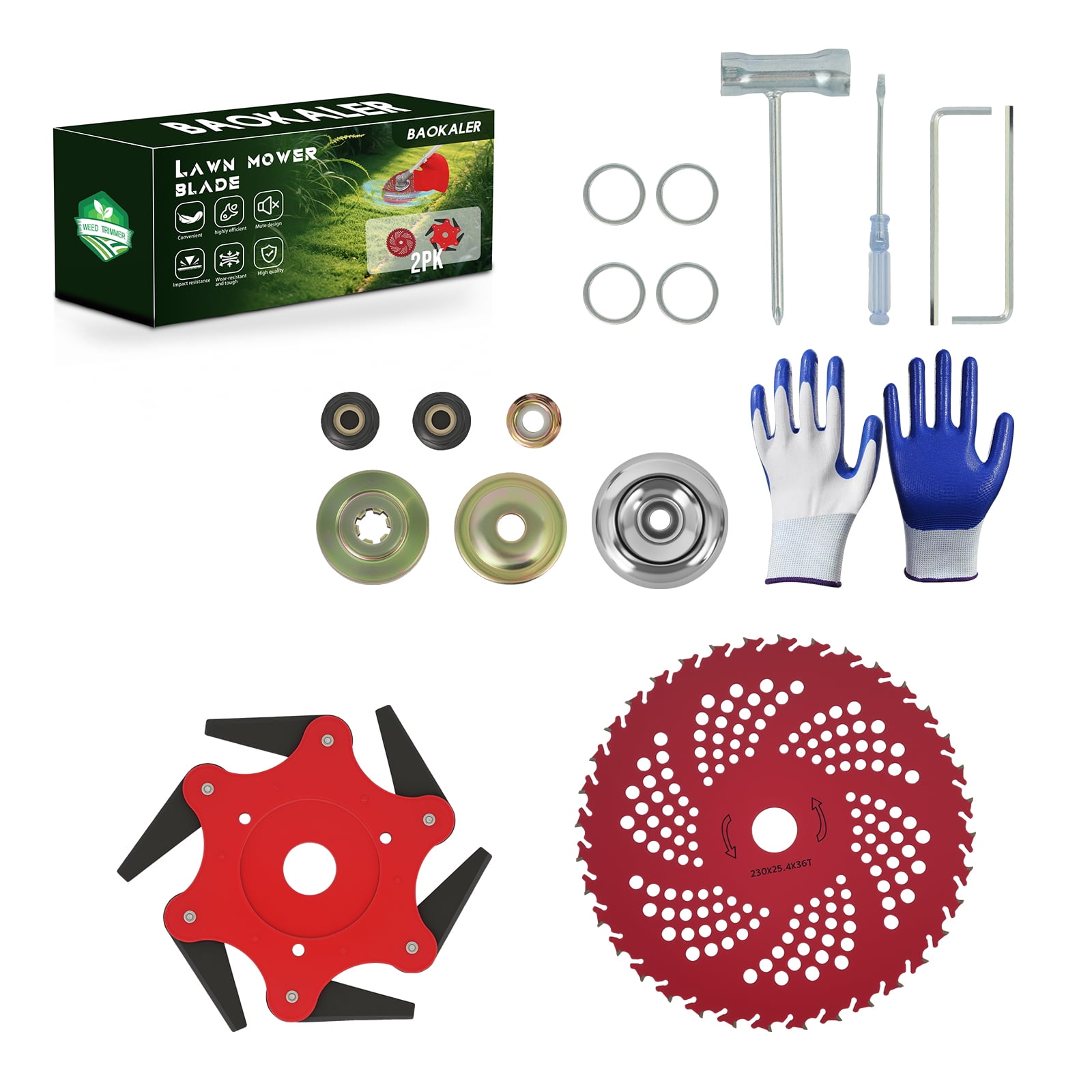BAOKALER 2 Piece Trimmer Head Set,9 Inch Steel Trimmer Blade + 6 Inch ...