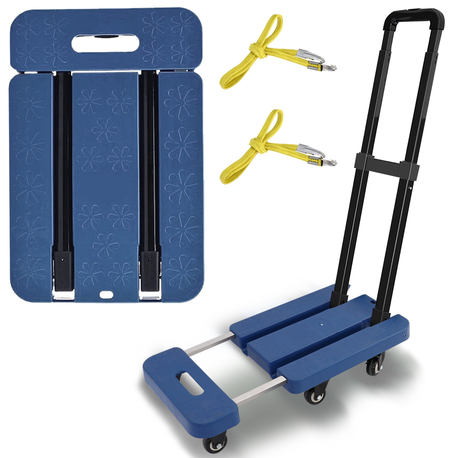 BAOKALER 6 Wheel Folding Platform Dolly Cart, Folding Hand Truck, Blue ...