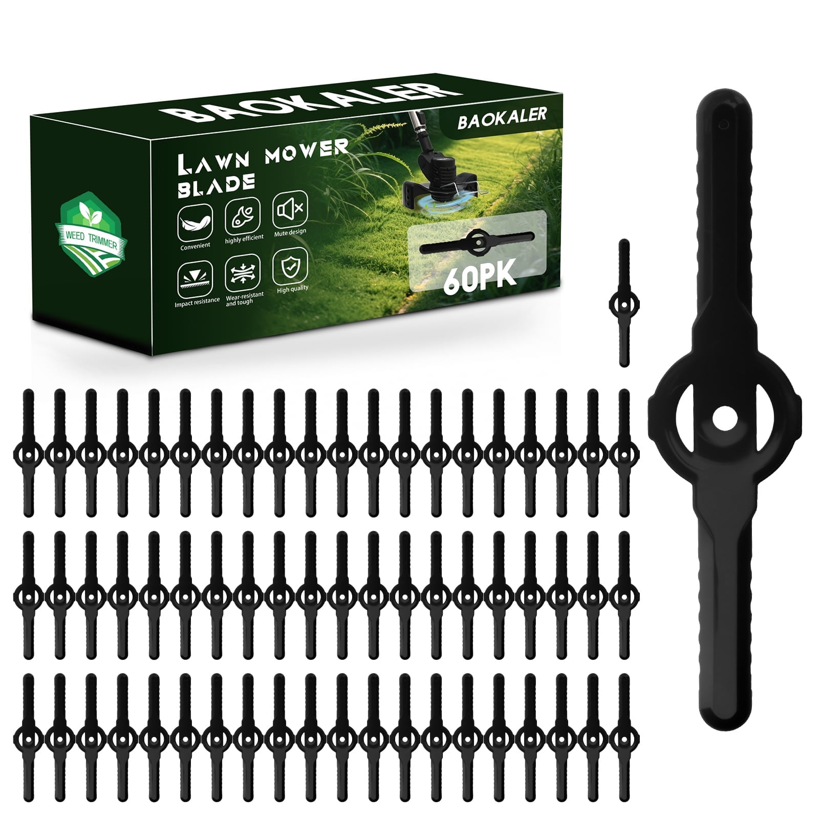 BAOKALER 60 PCS String Trimmer Head Blades Replace, Plastic Weed ...