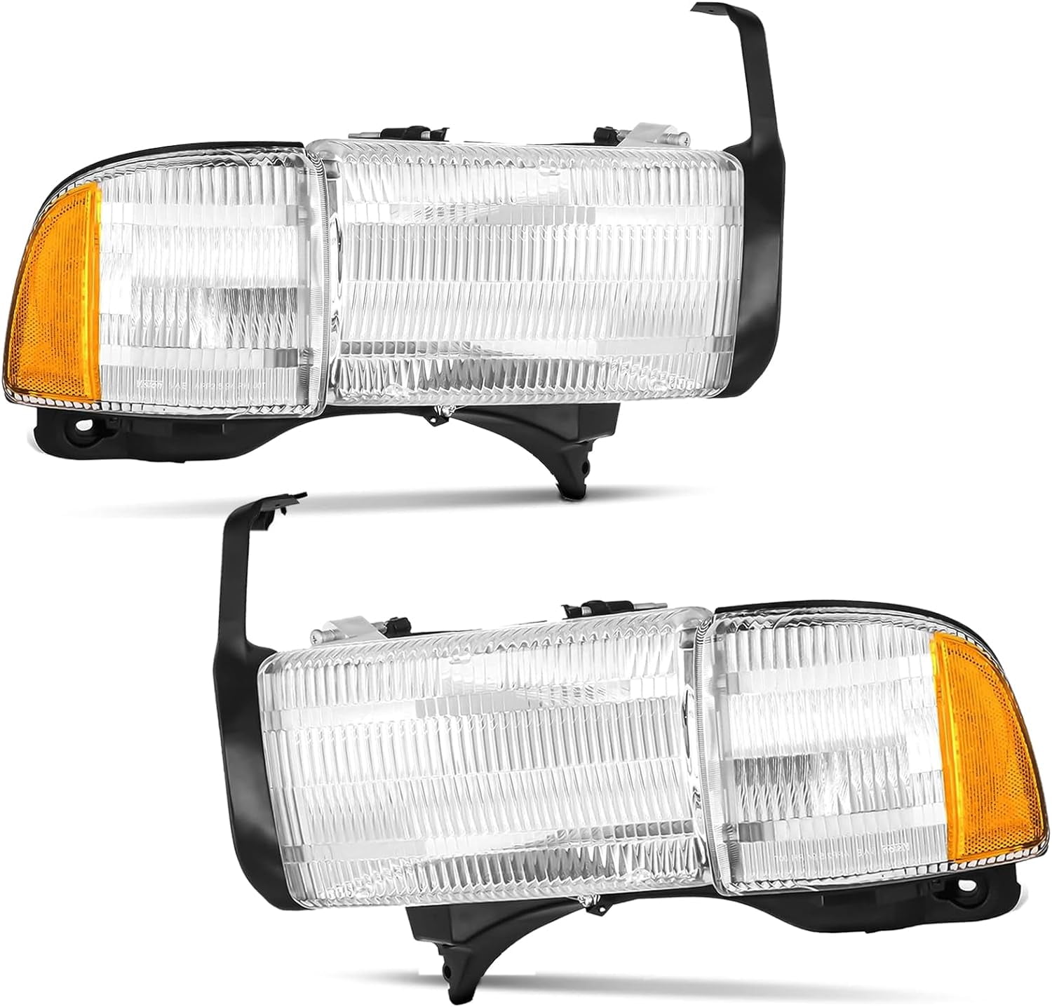 BAOKALER for Dodge 1994-2001 Ram 1500 | 94-2002 Ram 2500 3500 Black OE Halogen Replacement ...