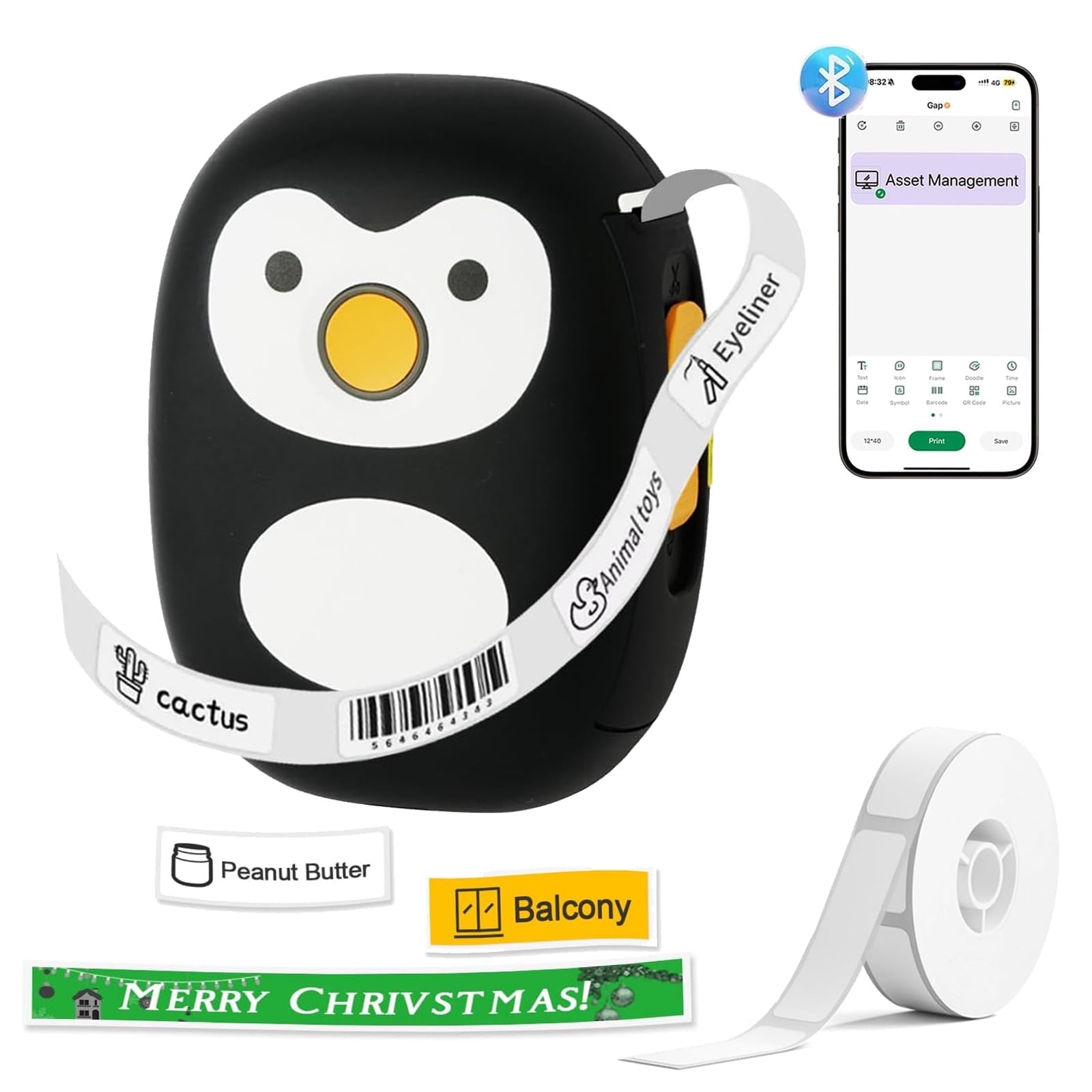 BAOKALER Label Maker, Label Printer with Tape Portable Bluetooth Mini ...
