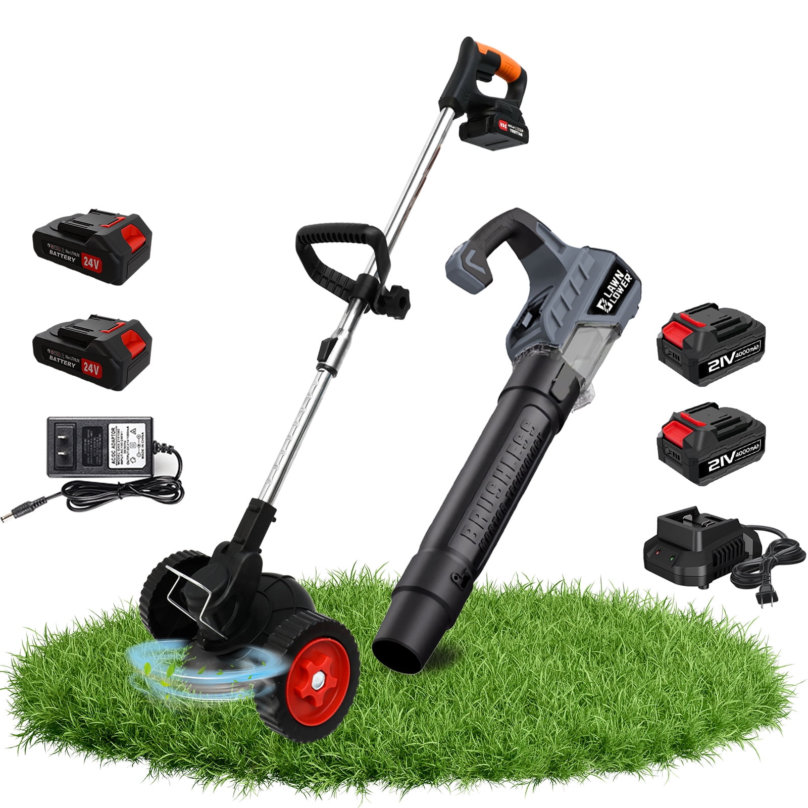 BAOKALER Lawn Care Combo Kit, Electric Weed Trimmer with 2*4000mAh ...