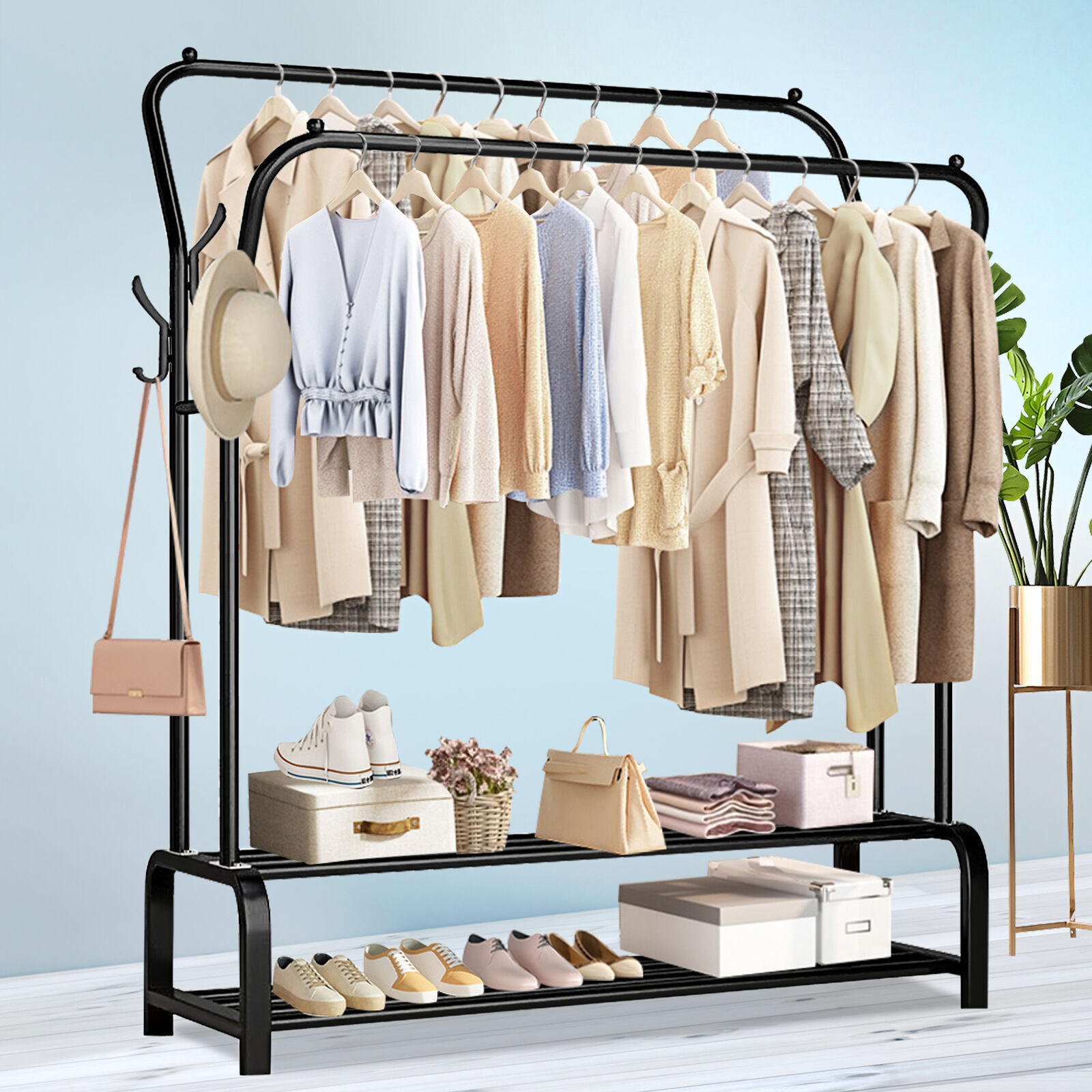 Whitmor Spacemaker Garment Rack, Resin, Fabric and Metal, Silver and ...