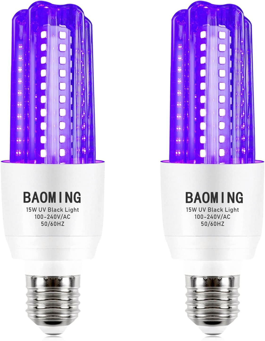 BAOMING 9W LED Blacklight Bulb A19 E26 Base UV Black Light Bulb ...