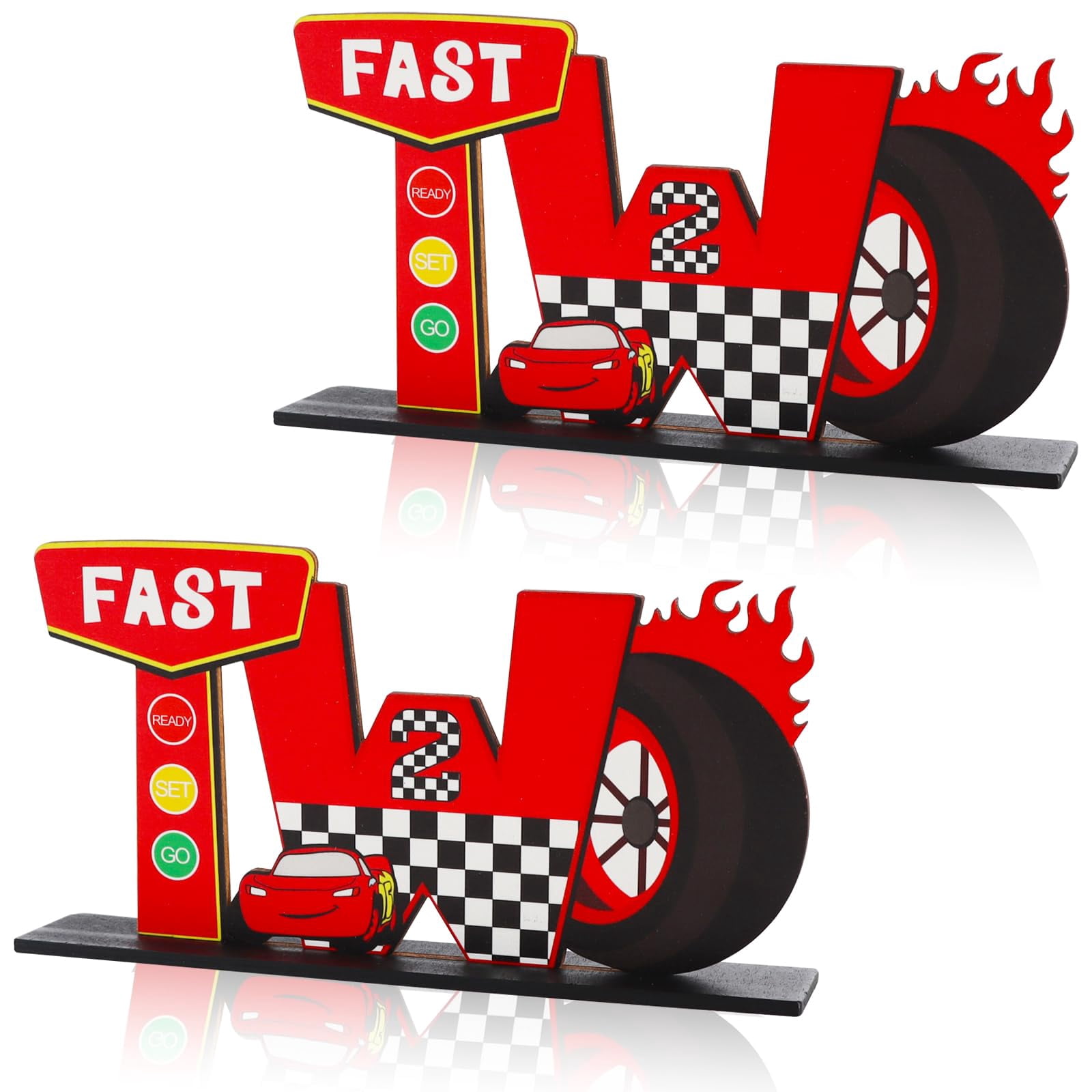 BAOOOFUL Race Car Fast Two Letter AIS1 Sign Table Centerpieces for Boys ...