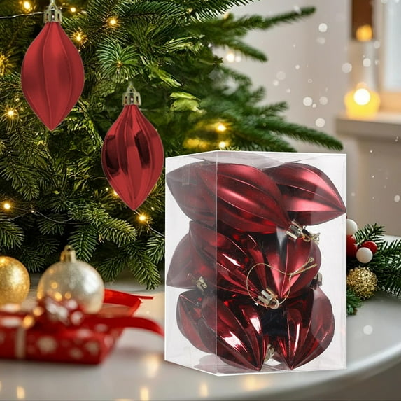 BAOPAI 12 Pack Metallic Starfruit Christmas Tree Ornaments Shatterpoof ...