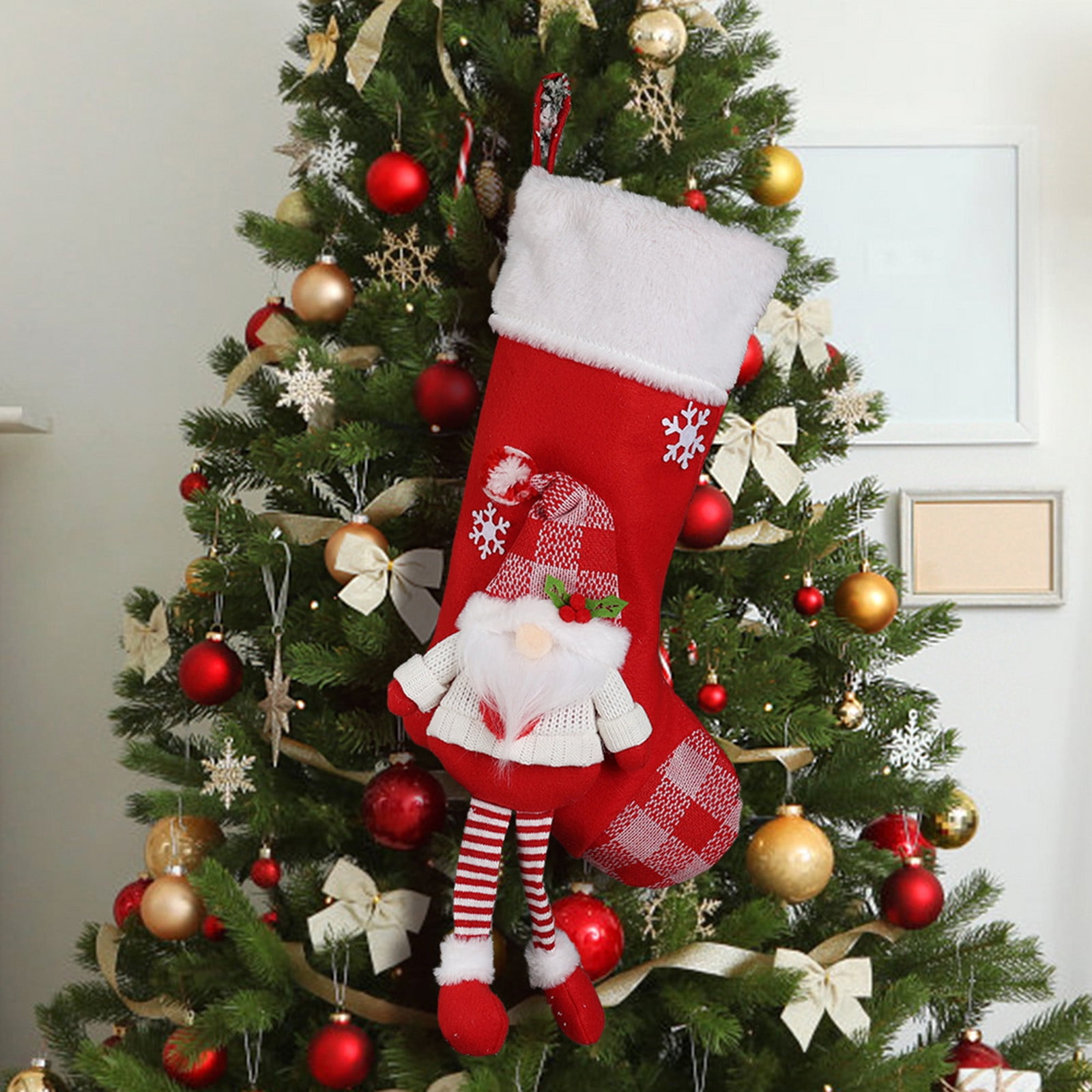 BAOPAI 18 Inch Large Christmas Stockings Santa Claus Snowman Reindeers ...