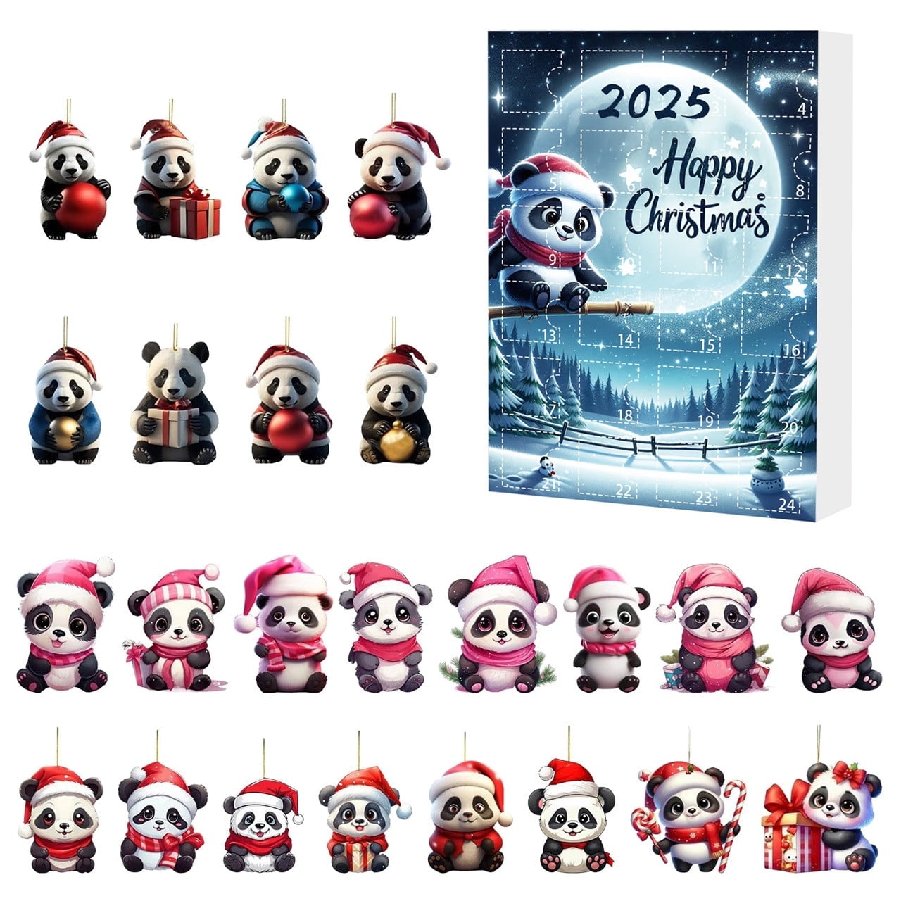 BAOPAI 2025 Christmas Countdown Calendar with Cute Pandas Acrylic ...