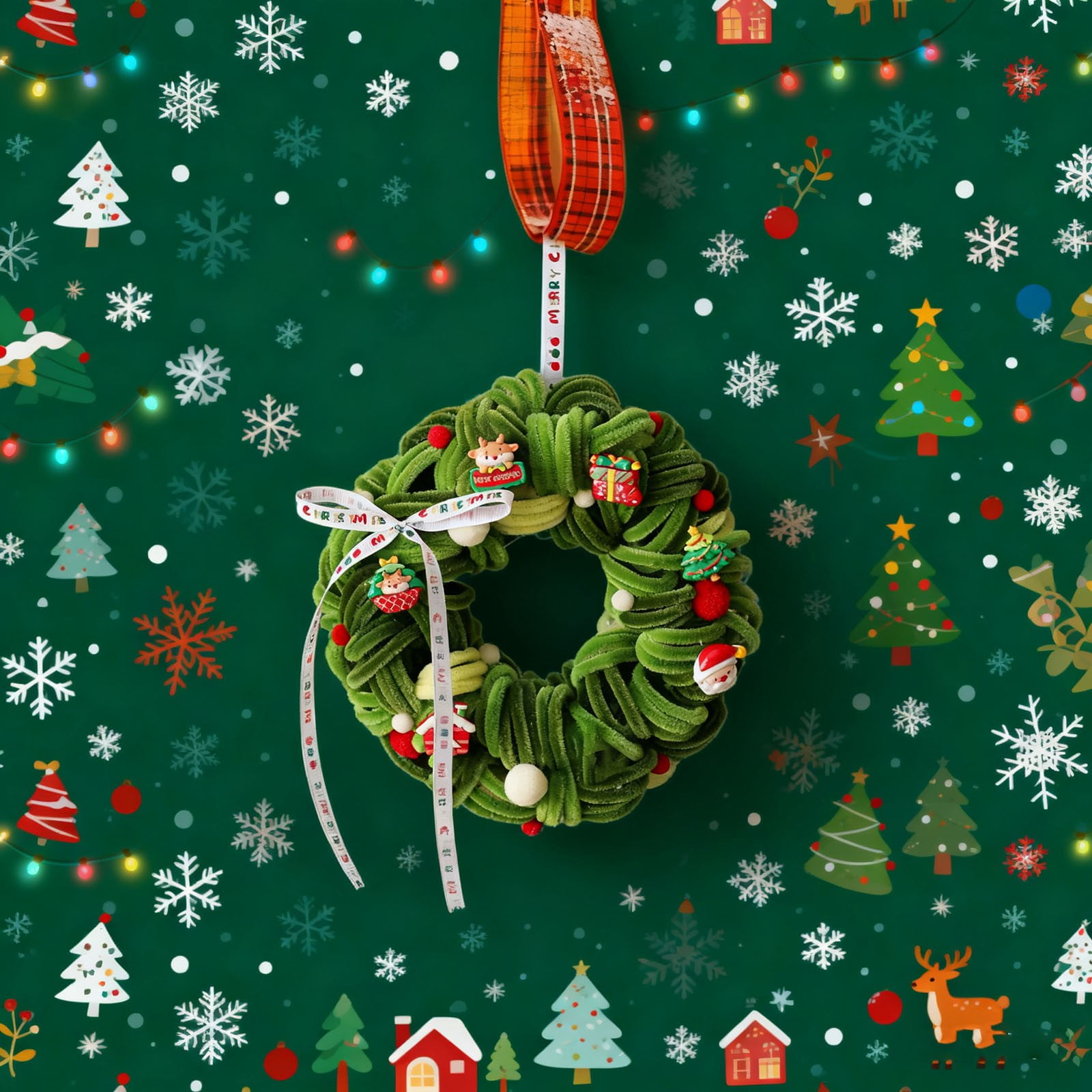 BAOPAI 2025 Christmas Rattan Wreath Garland Door Hanging for Tree and ...