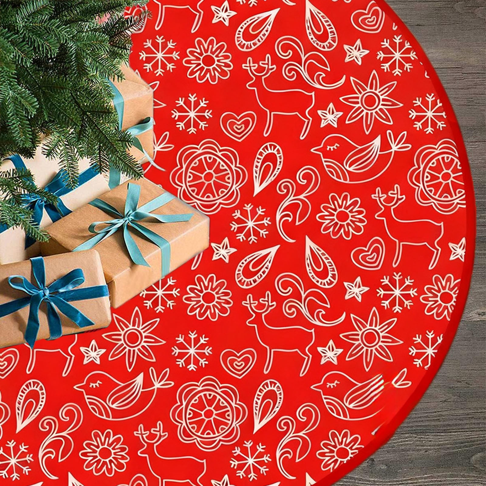BAOPAI 35.4x35.4in Christmas Tree Skirt Enduring Polyester Fade ...
