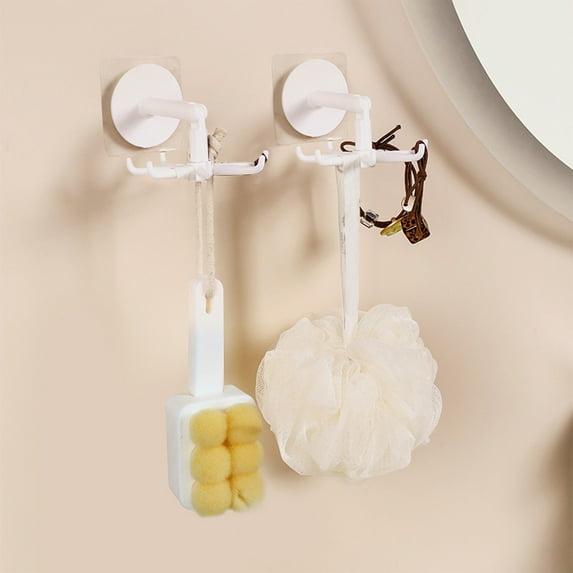 BAOPAI 360 Degree Rotating Adhesive Hook Organizer with 6 Hooks for ...