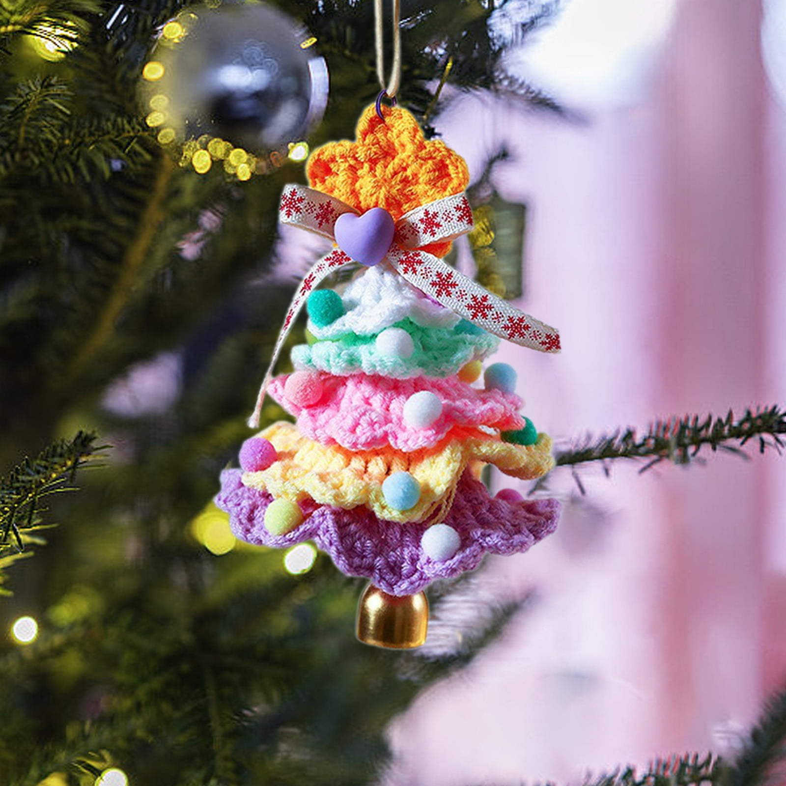 BAOPAI 5.12x1.96x1.96 inches Multicolor Christmas Bow Knit Bells Cloth ...