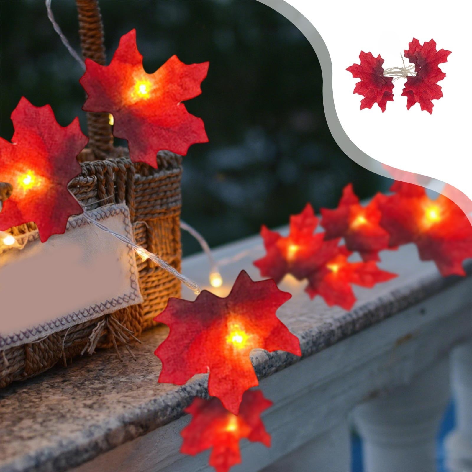 BAOPAI 6.56 Ft 10 Light LED Maple Leaf Light String Three Sections ...