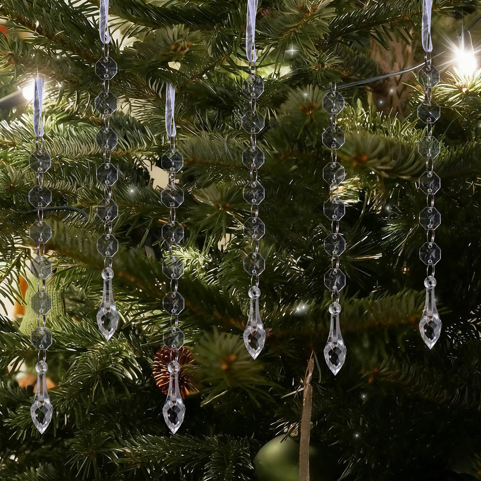 BAOPAI 6pcs Acrylic Snowflake Christmas Hanging Decorations Icicle ...