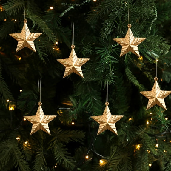 BAOPAI 7.4x7x1.8 inch Golden Shatterproof Christmas Tree Decorations ...