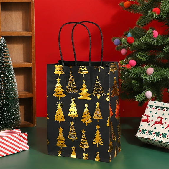 BAOPAI 8.27x5.91x3.15inch Enduring Paper Holiday Gift Bags Golden ...