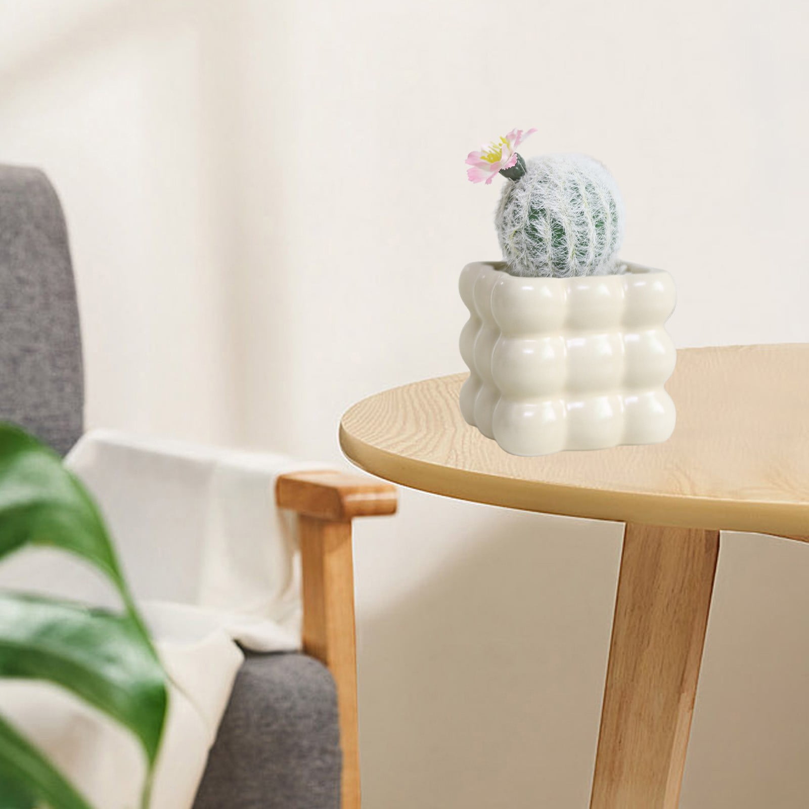 BAOPAI Artificial Cactus Decor In Ceramic Pot Realistic Fake Plant For ...