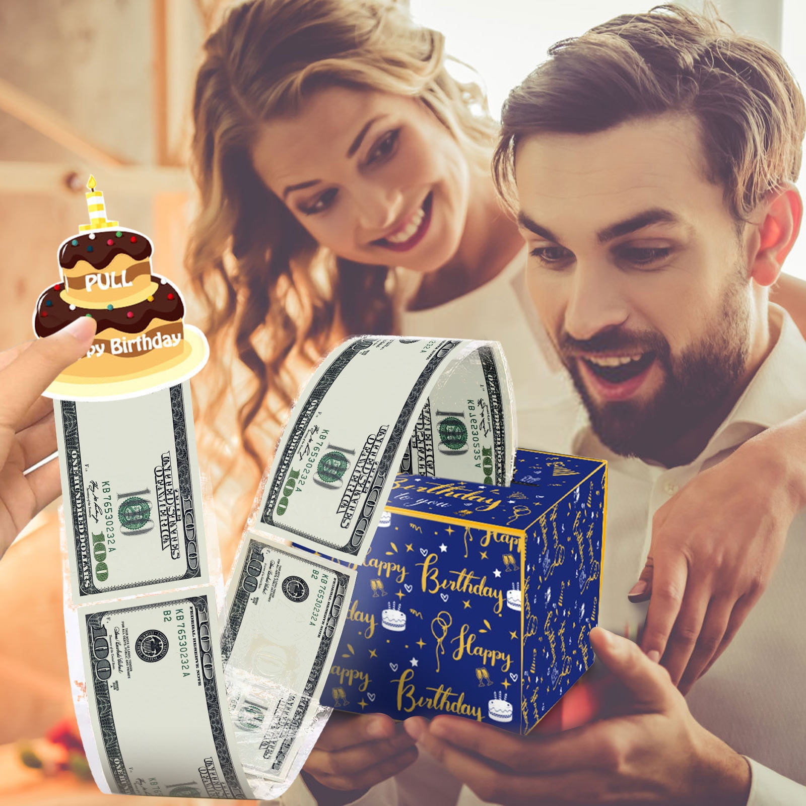 BAOPAI Birthday Surprise Money Box for Parties - Easy Cash Insertion ...