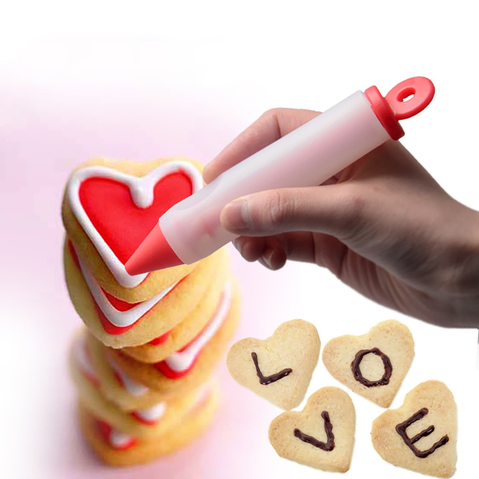 BAOPAI Cake Decorating Tools Silicone Icing Piping Pen with 4 Nozzles ...