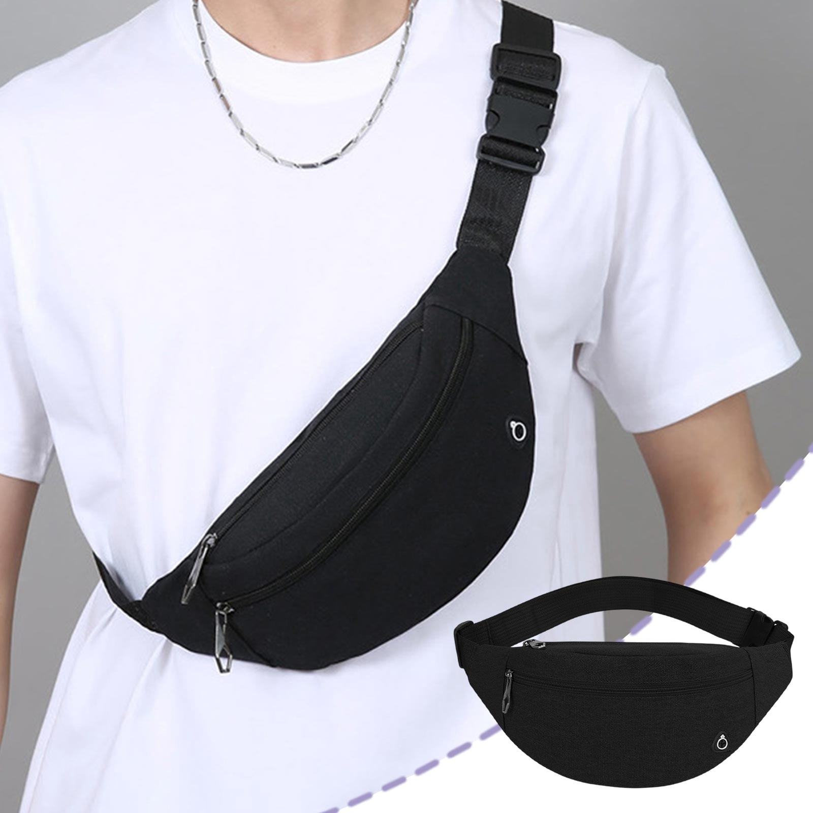 BAOPAI Canvas Waist Bag For Men Multi Pocket Adjustable Strap Crossbody ...
