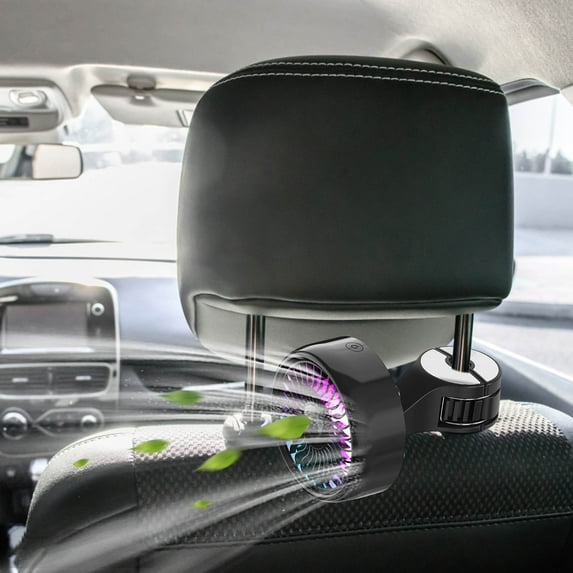 BAOPAI Car Seat Hook Fan with Rotating RGB Light for Effective Back ...