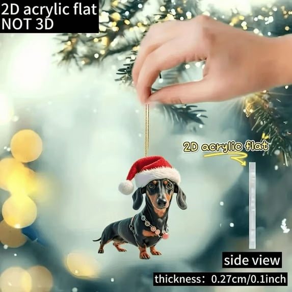 BAOPAI Christmas Hat Sausage Dog Hanging Ornament Festive Adorable ...