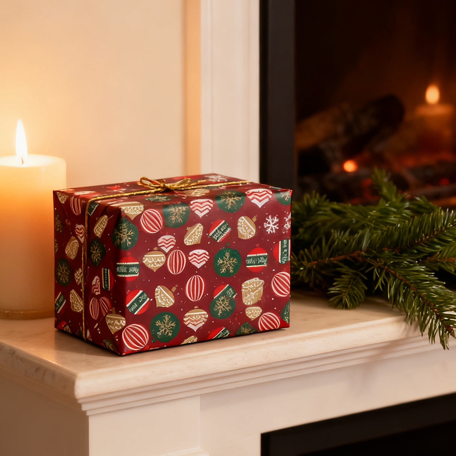 BAOPAI Christmas Snowflake Enduring Sided Gift Wrapping Paper 19.69x27 ...