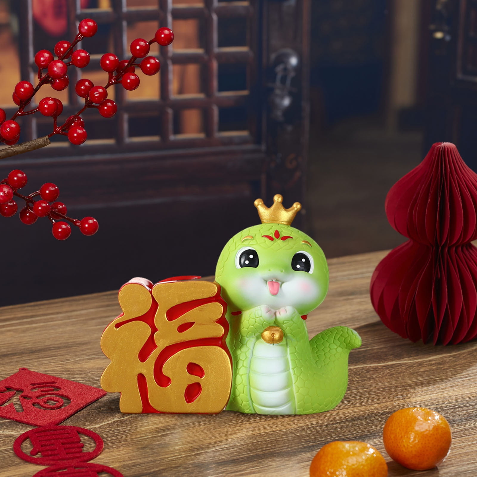 BAOPAI Clearance Golden Snake Flower Arrangement Small Ornament New ...