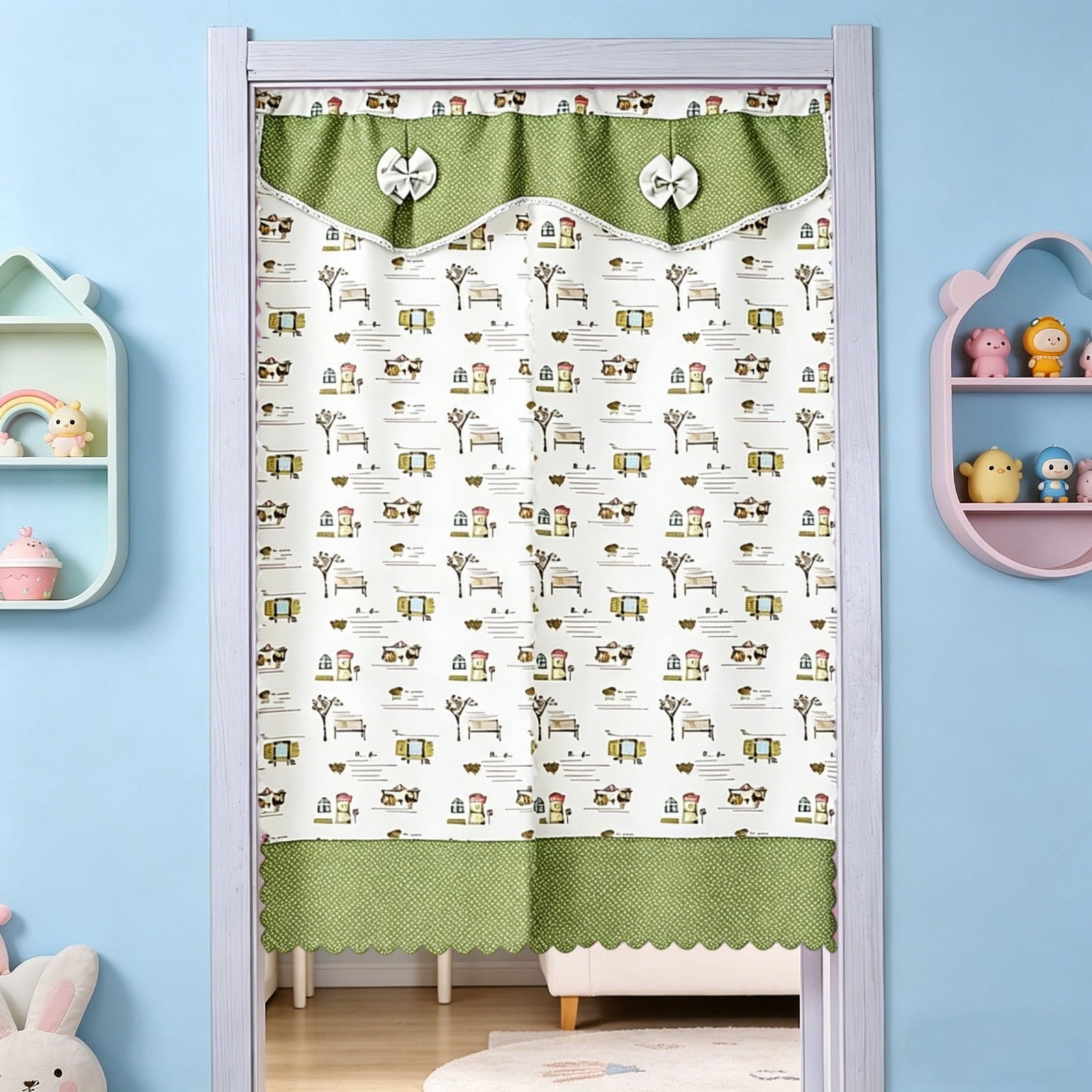 BAOPAI Cute Printed Fabric Door Curtain - Lightweight Privacy Partition ...