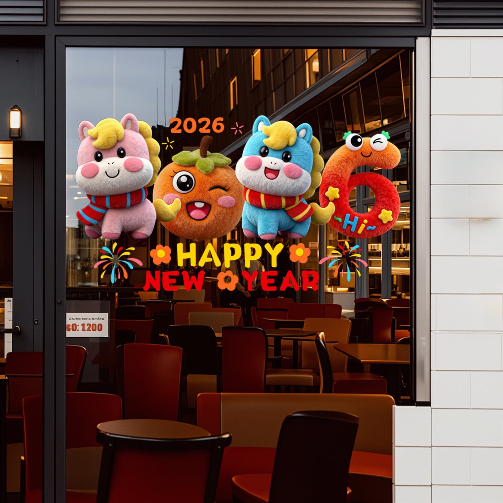 BAOPAI Cute Static Cling Window Decals for New Year and Spring Festival No Glue Required Easy ...