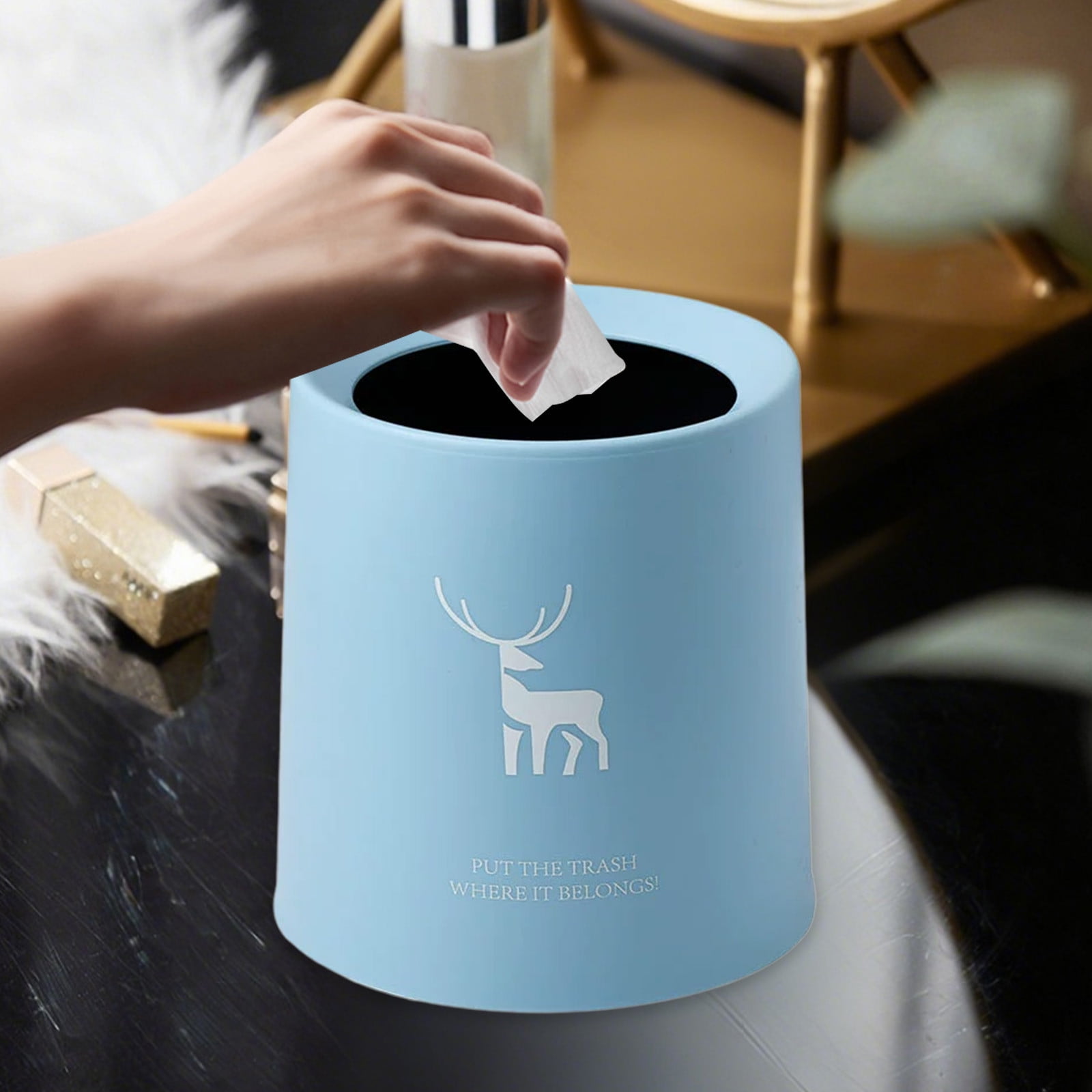BAOPAI Desktop Trash Can with Easy Press Lid Leak-Proof Waterproof ...