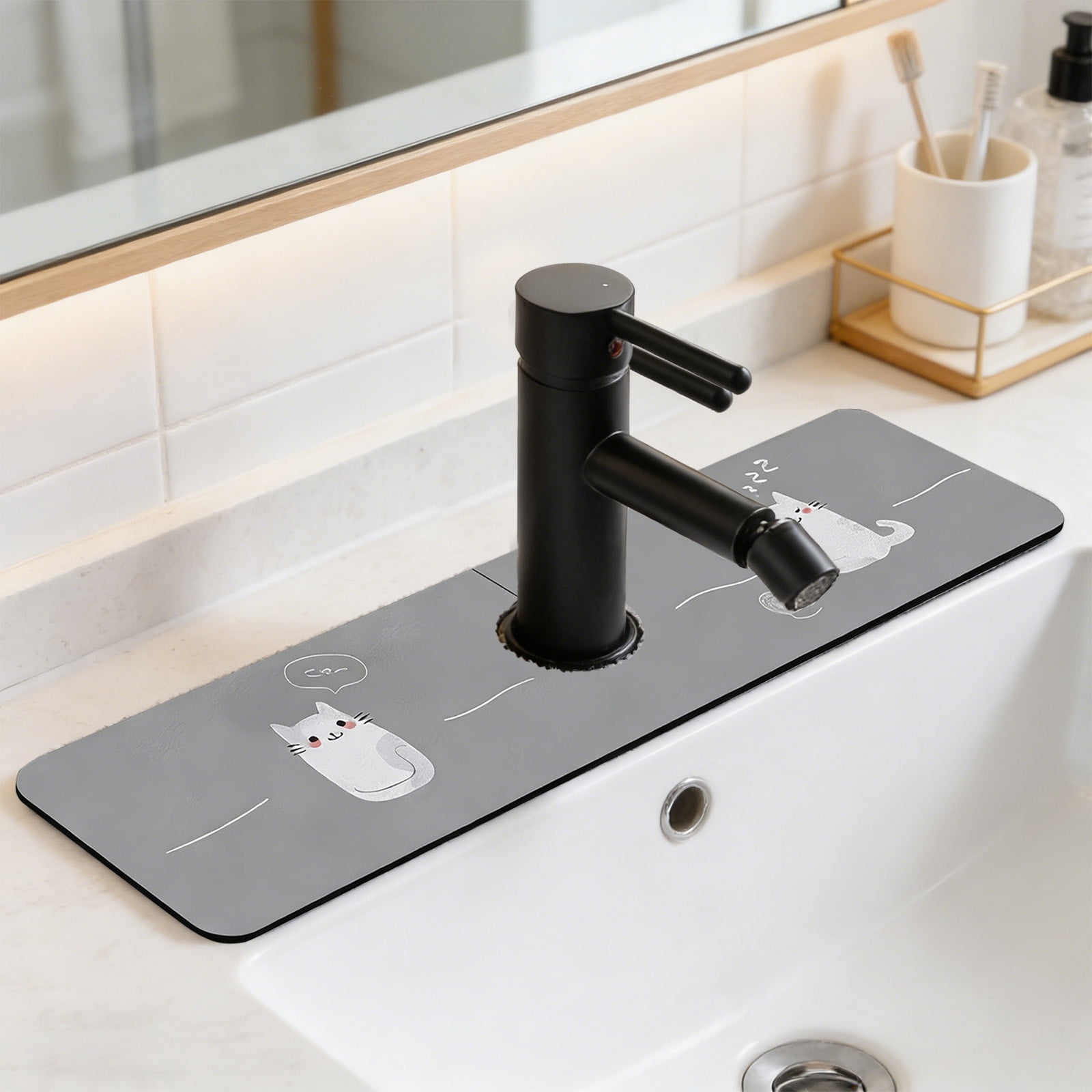 BAOPAI Diatomaceous Earth Absorbent Mat for Kitchen and Bathroom Sink ...