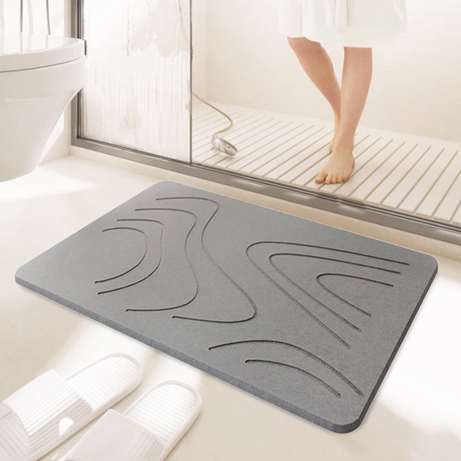 BAOPAI Diatomaceous Earth Bath Mat Non-Slip Super Absorbent Quick ...