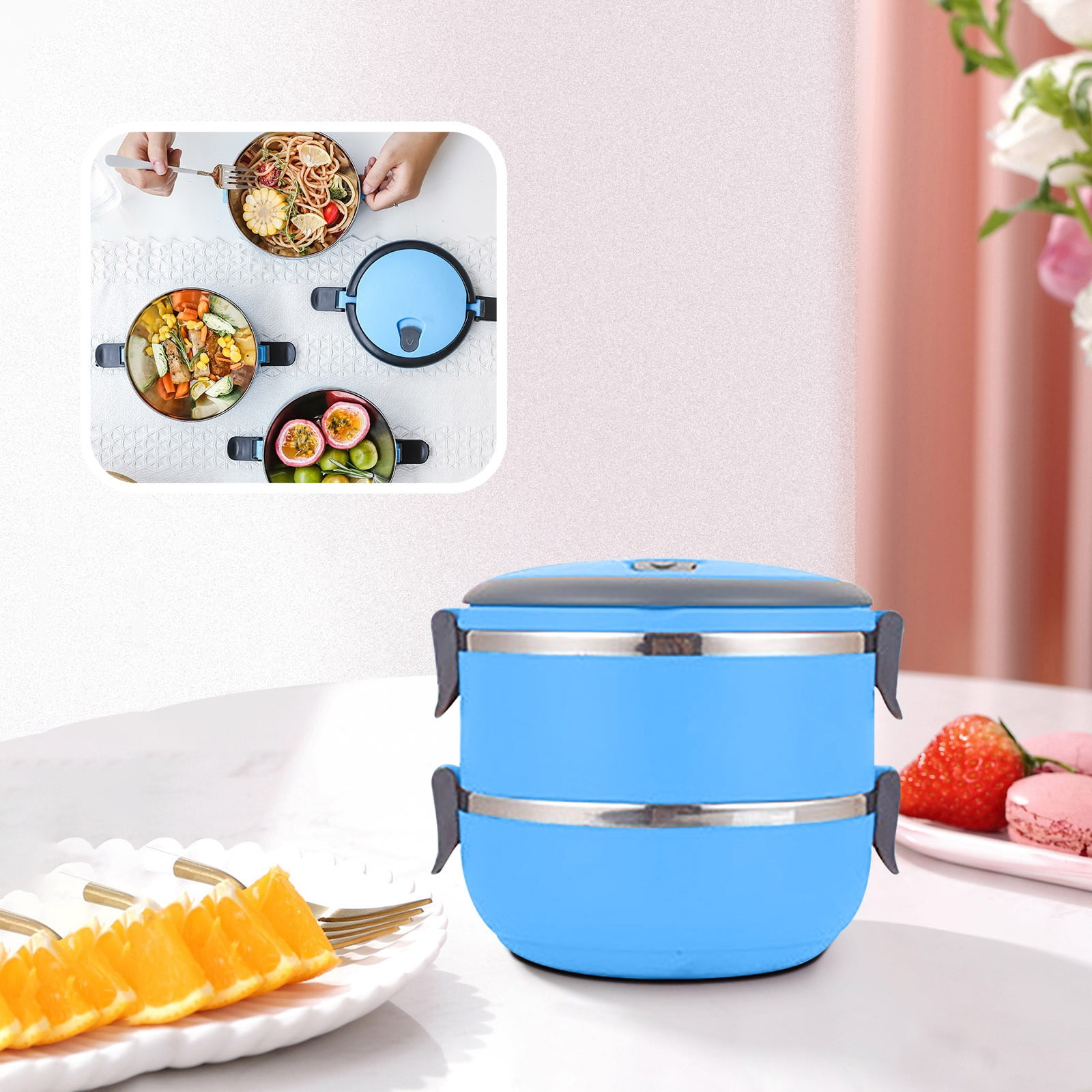 BAOPAI Double-Layer Insulated Stainless Steel Lunch Box Portable Bento ...