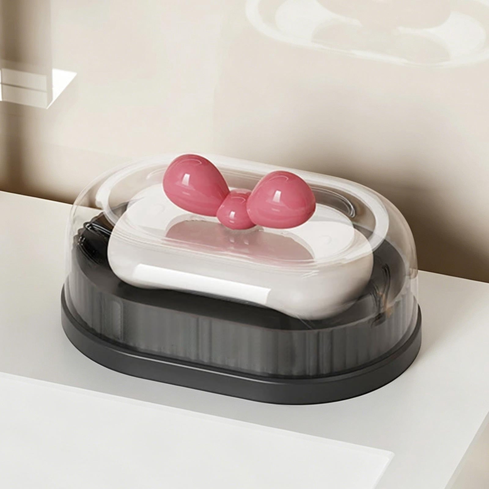 BAOPAI Double-Layer Soap Box with Bow Design - Plastic Soap Storage ...