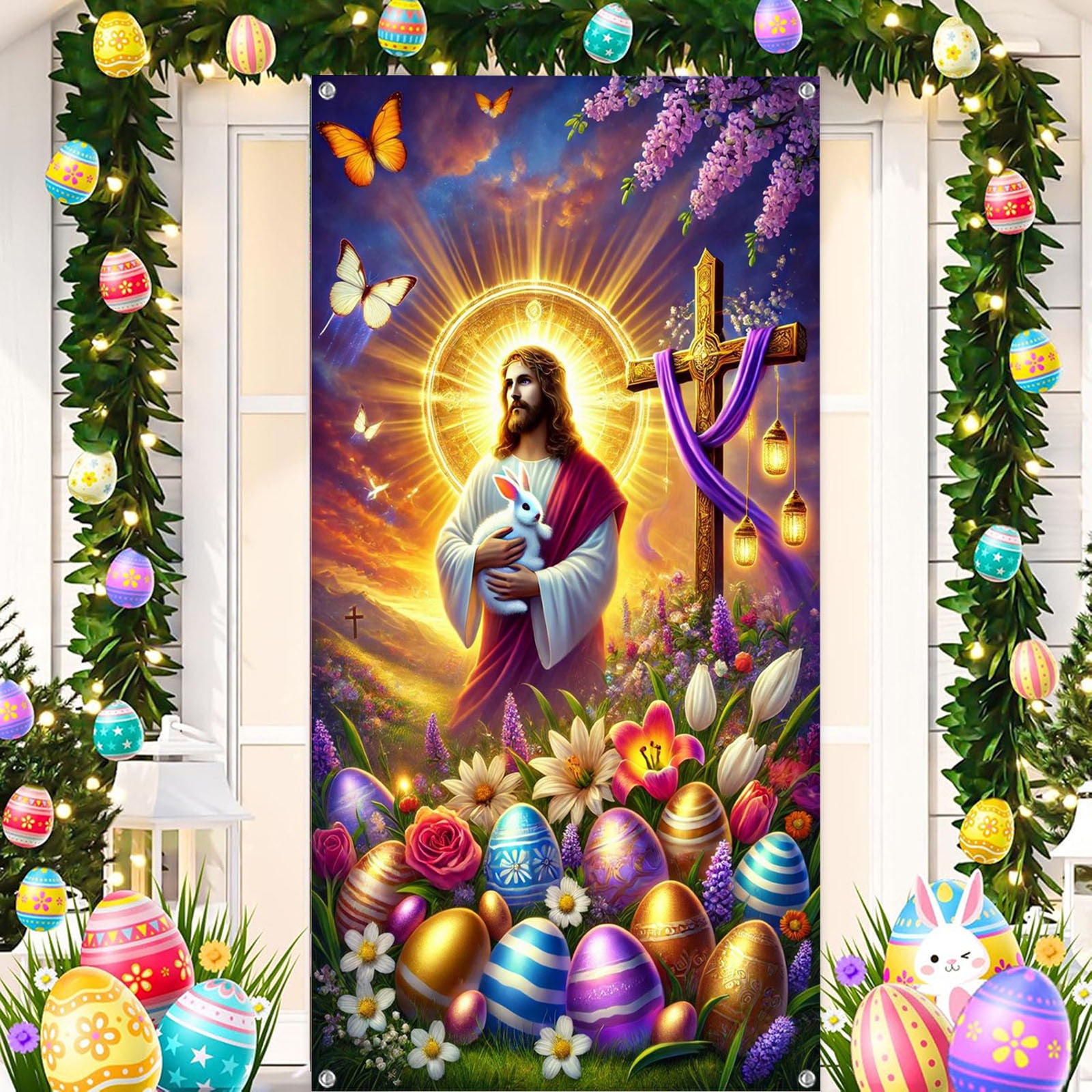 BAOPAI Easter Background Fabric with Festive Designs for Holiday ...