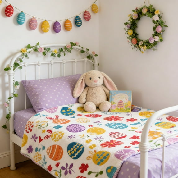 BAOPAI Easter Bunny Flannel Blanket - Ultra Soft Skin-Friendly Portable ...