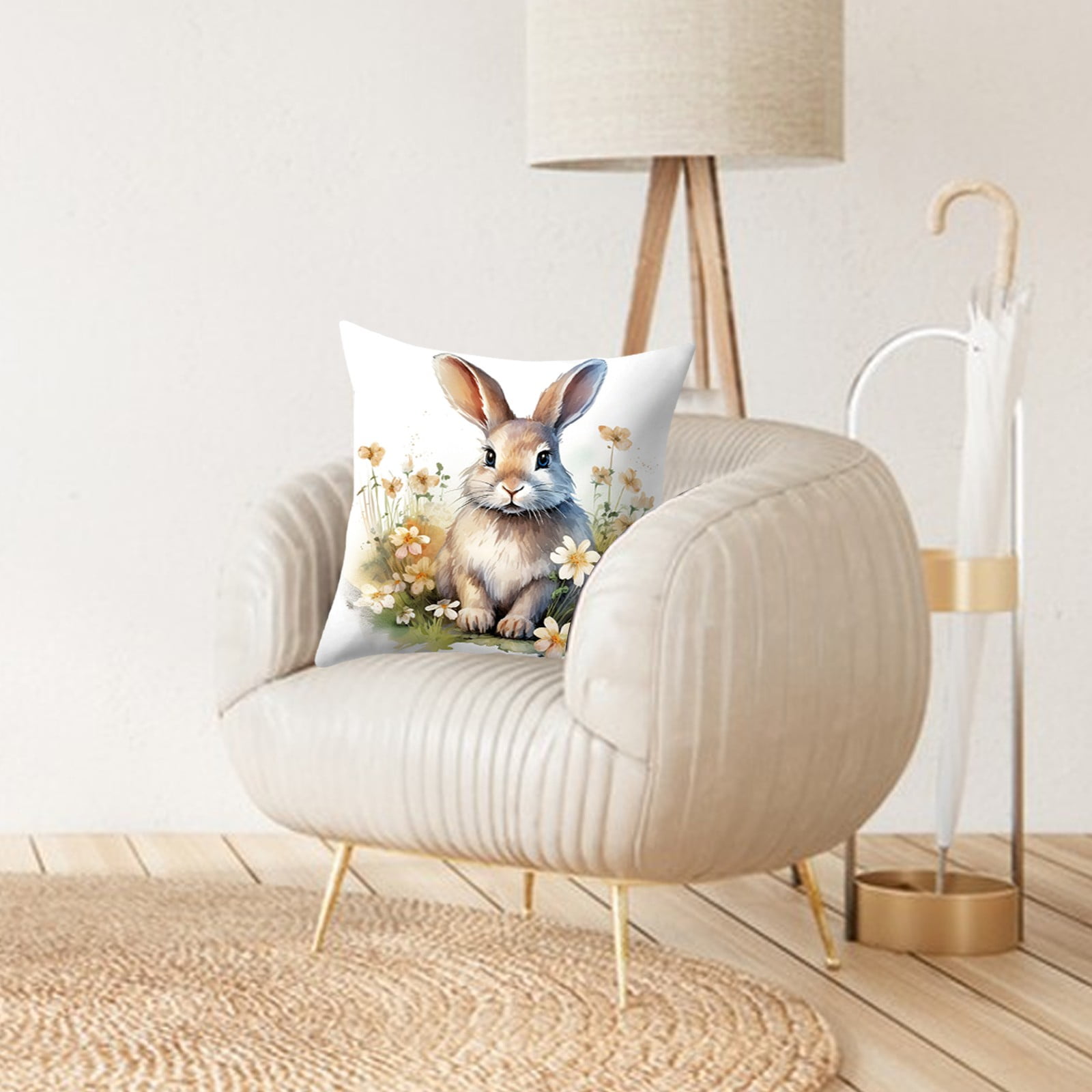BAOPAI Easter Bunny Printed Linen Pillowcase for Home Decor - Soft ...