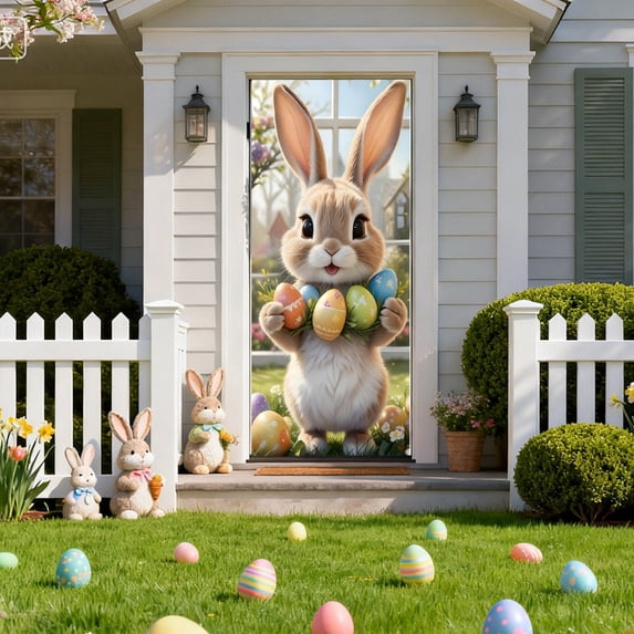 BAOPAI Easter Door Cover and Curtain with Festive Pattern for Holiday ...