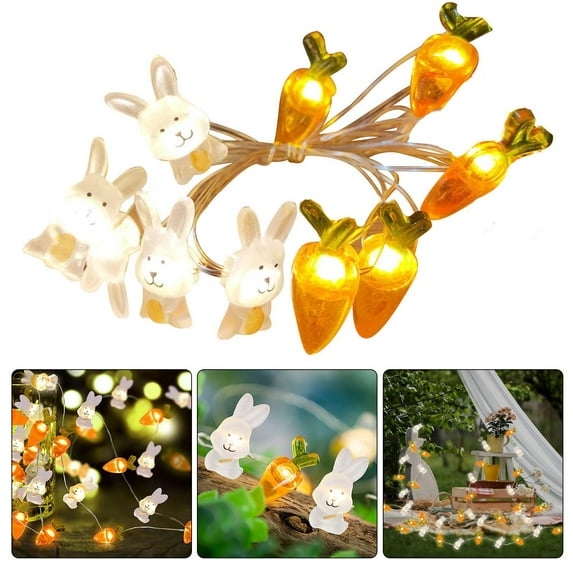 BAOPAI Easter Rabbit Carrot LED String Lights Battery Powered 10 Warm ...