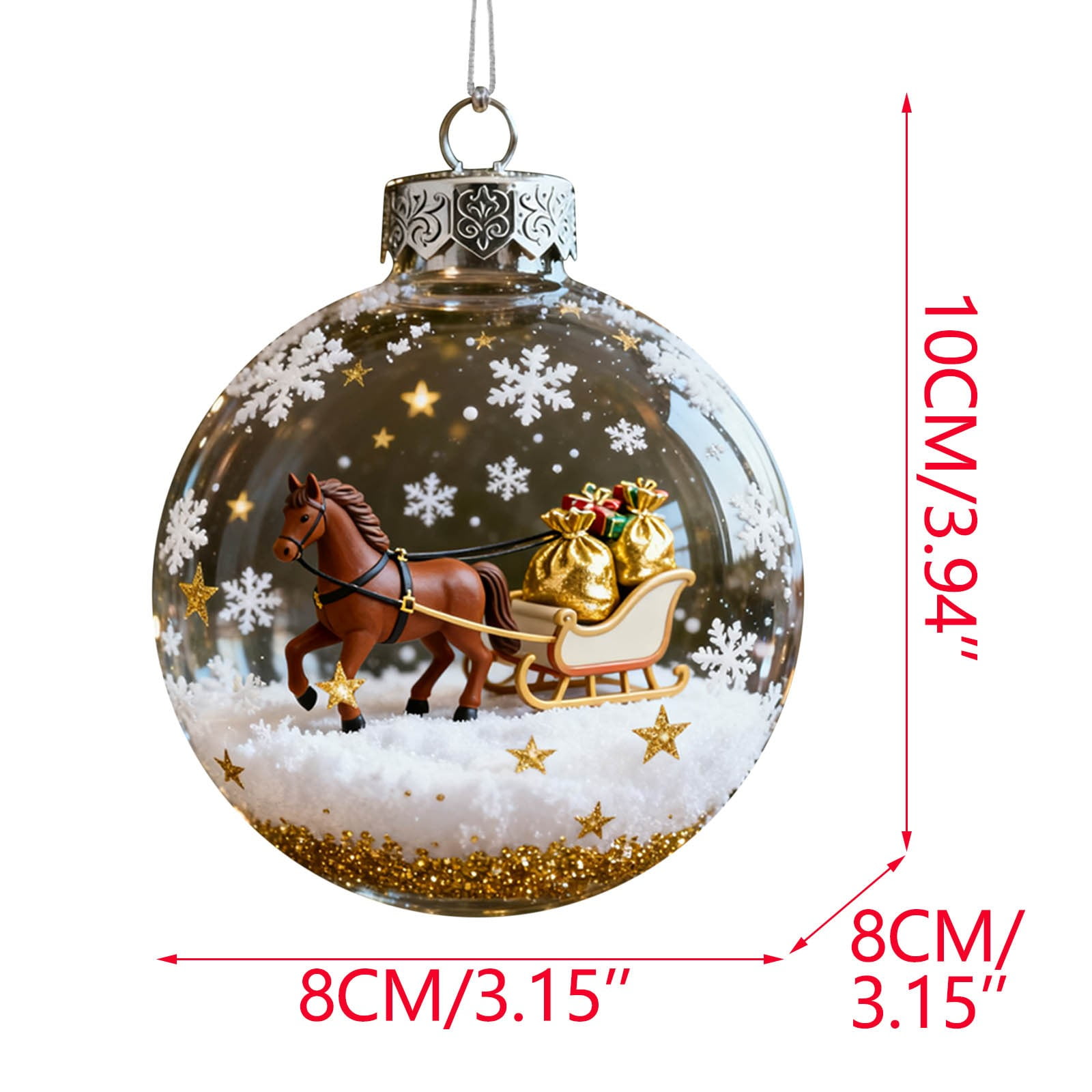 BAOPAI Equestrian Christmas Horse Ornaments Clear Acrylic Baubles with ...