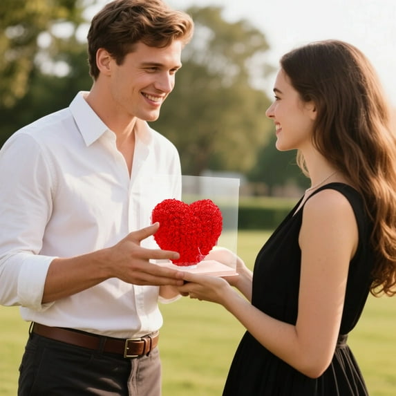 BAOPAI Eternal Romantic Heart-Shaped Gift Box with 3D Foam Rose ...