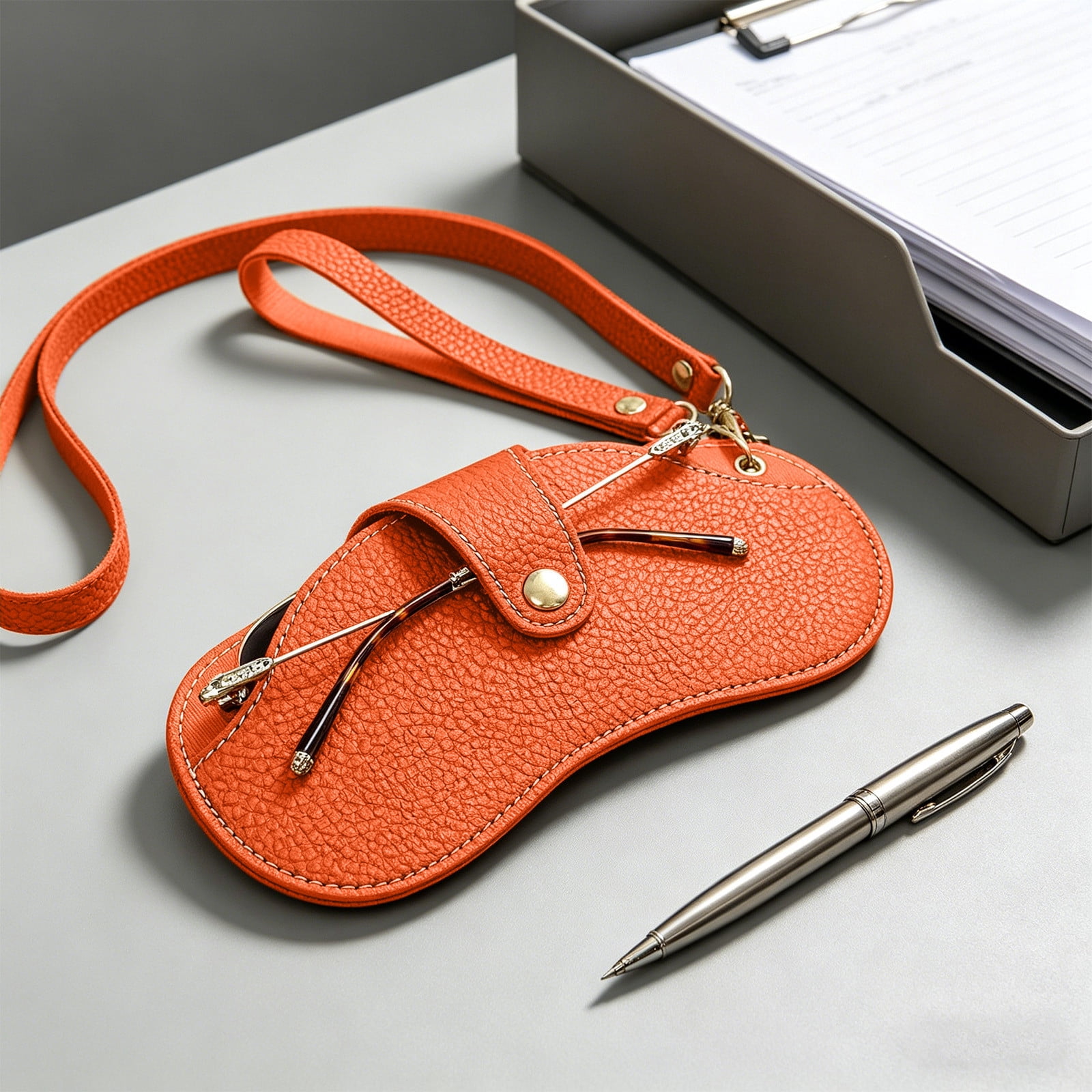 BAOPAI Eyeglasses Case Sunglasses Holder - Leather Hard Shell ...