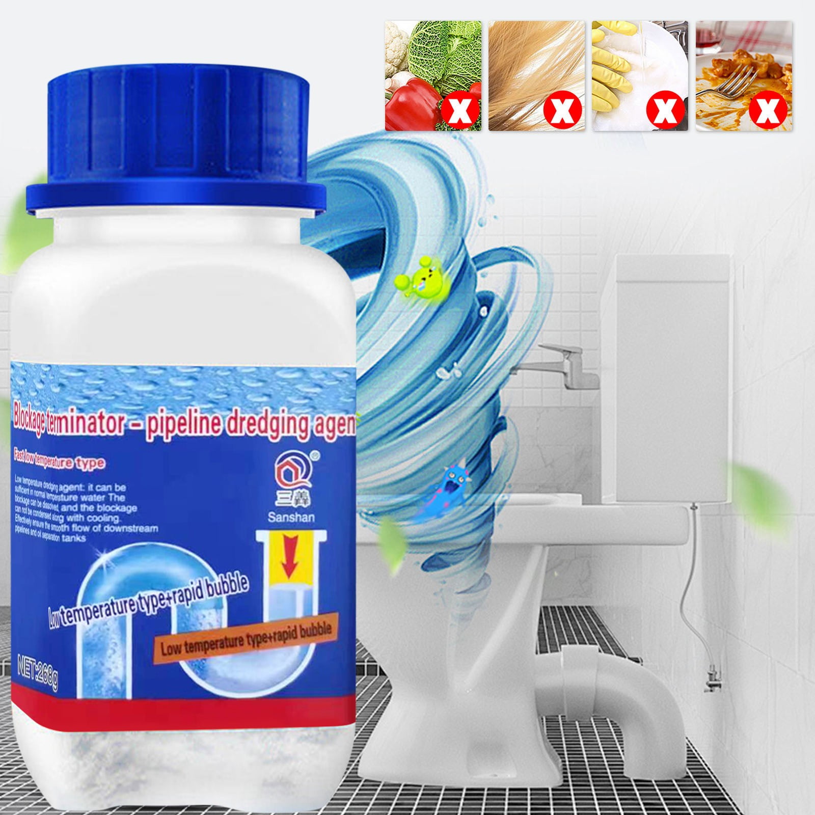 BAOPAI Fast Foam Drain Cleaner Enzyme Powered Pipe Unclogger for Toilet ...