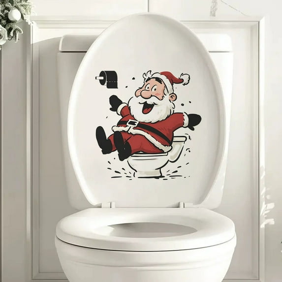 BAOPAI Festive Christmas Toilet Stickers with Santa Claus Design Easy ...