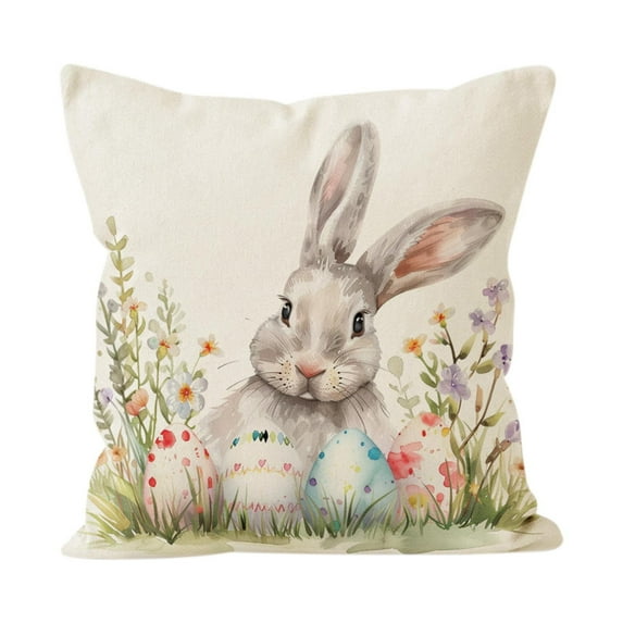 BAOPAI Festive Easter Bunny Flower Pillow Cover for Home Decor ...