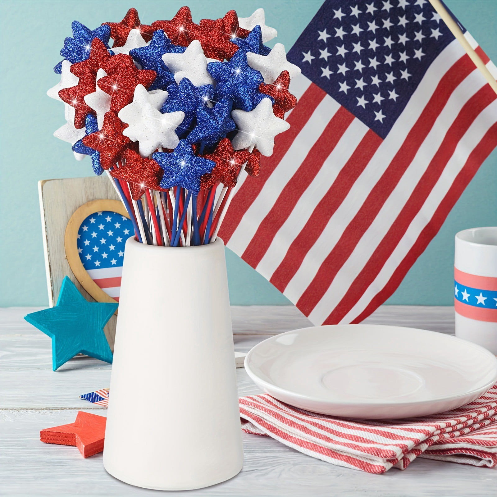 BAOPAI Foam Five-Pointed Star Cuttings for 4th of July Decorations ...